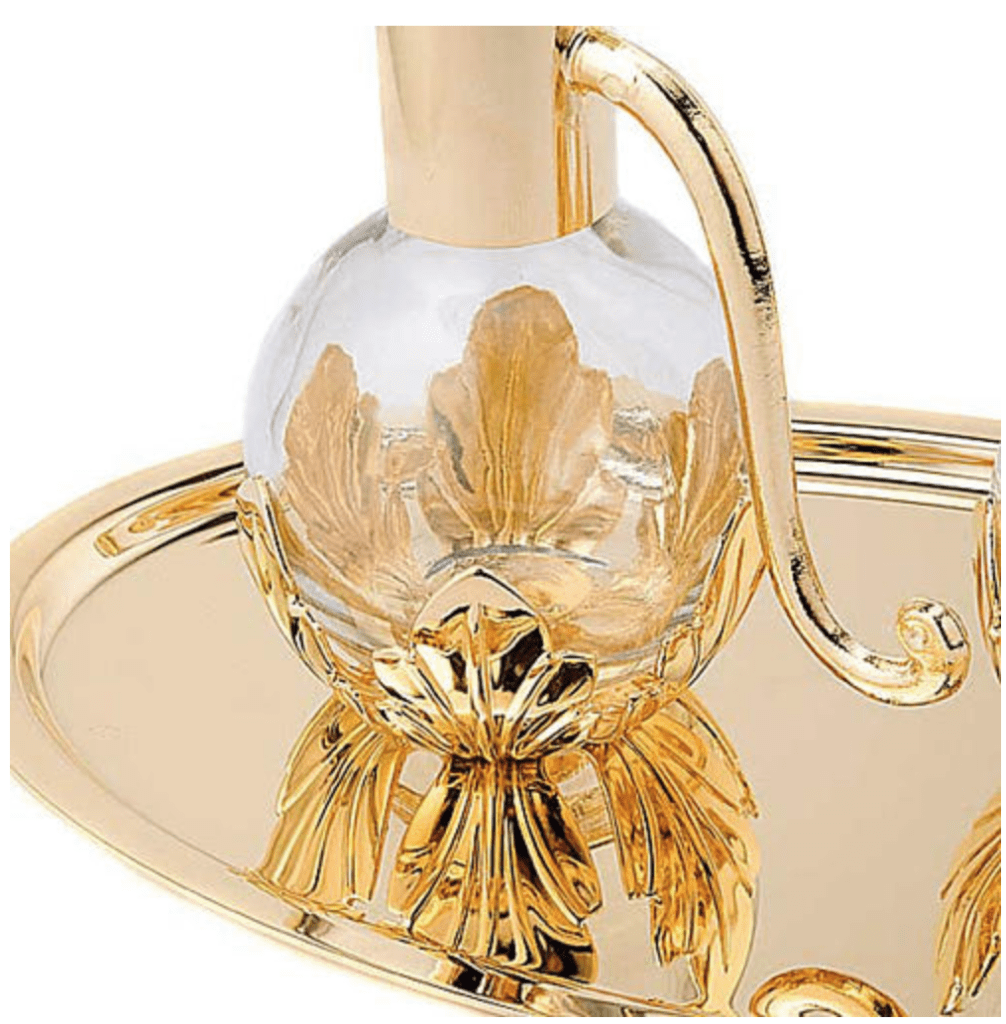 (1511) Gold Leaves Cruet Set - Desmond Wisley Ecclesiastical Supplies